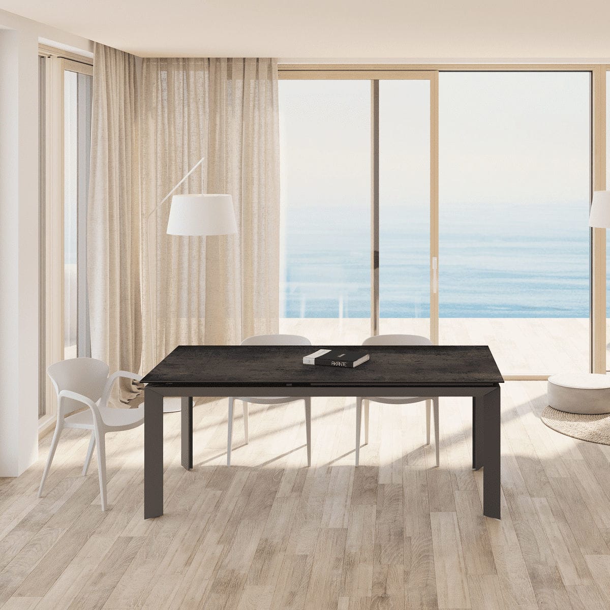 Contemporary dining table - BOGOTA - AKANTE - ceramic / lacquered metal ...