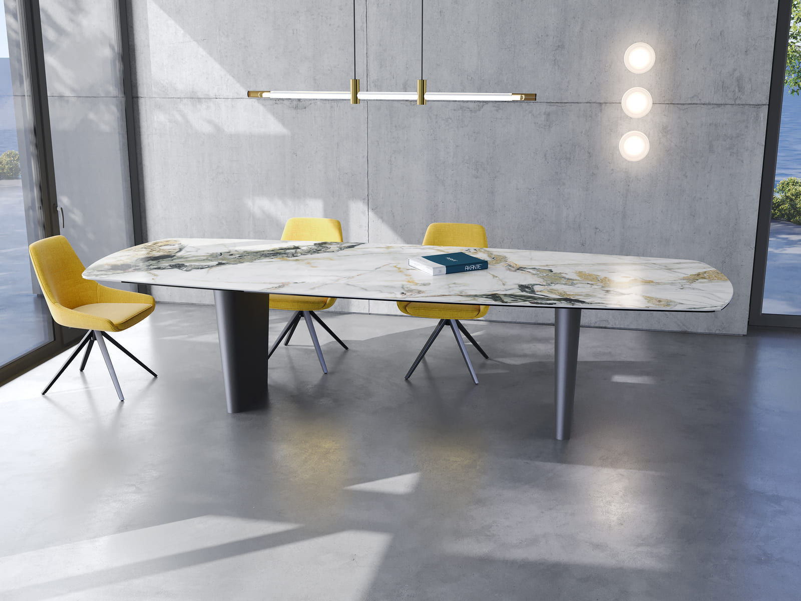 Contemporary dining table - AUGUSTE - AKANTE - ceramic / lacquered ...