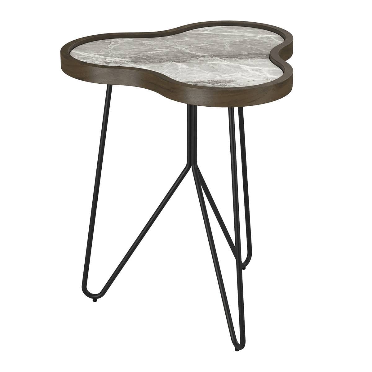Contemporary side table - FLOWER - AKANTE - walnut / MDF / ceramic