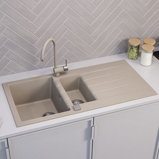 Double kitchen sink - Cadit 80 - Alveus - with drainboard / composite ...