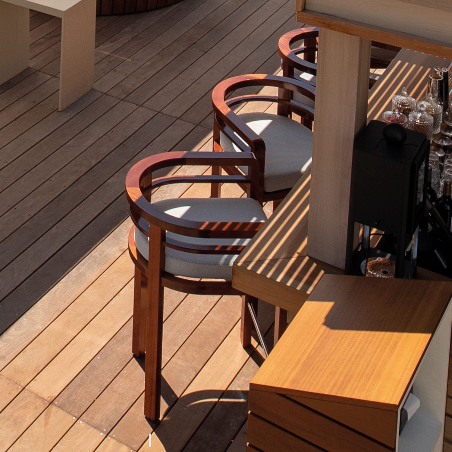 Contemporary bar chair - POSITANO - Seora - outdoor / indoor / fabric