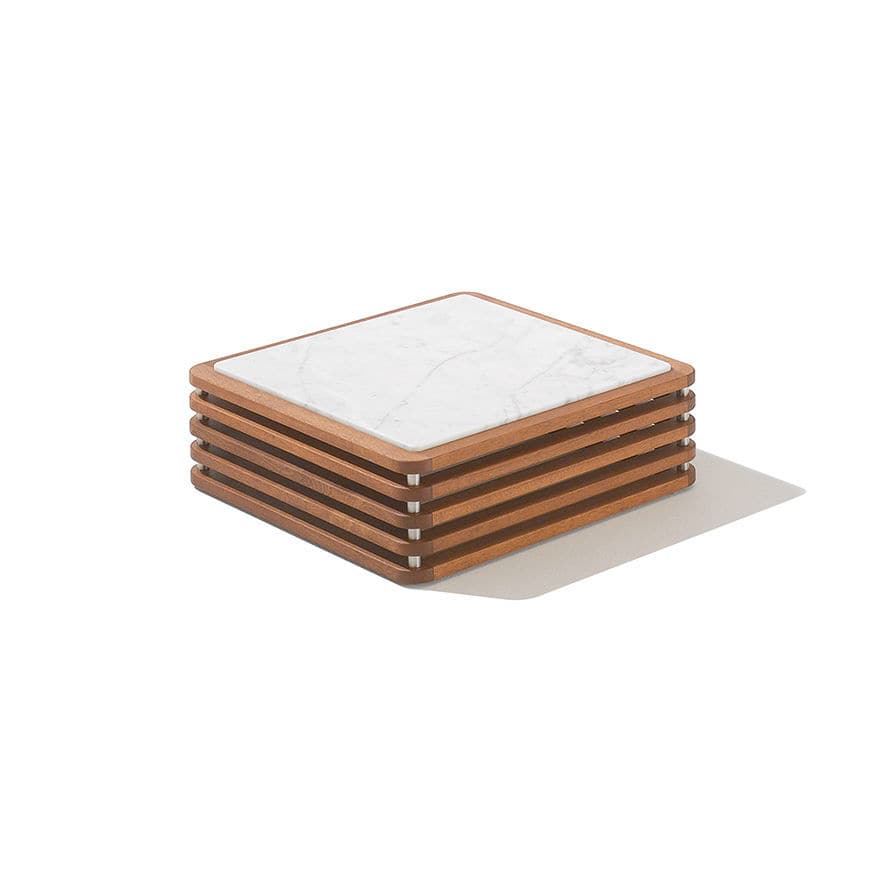 Contemporary side table - MONACO - Seora - marble / mahogany base / square