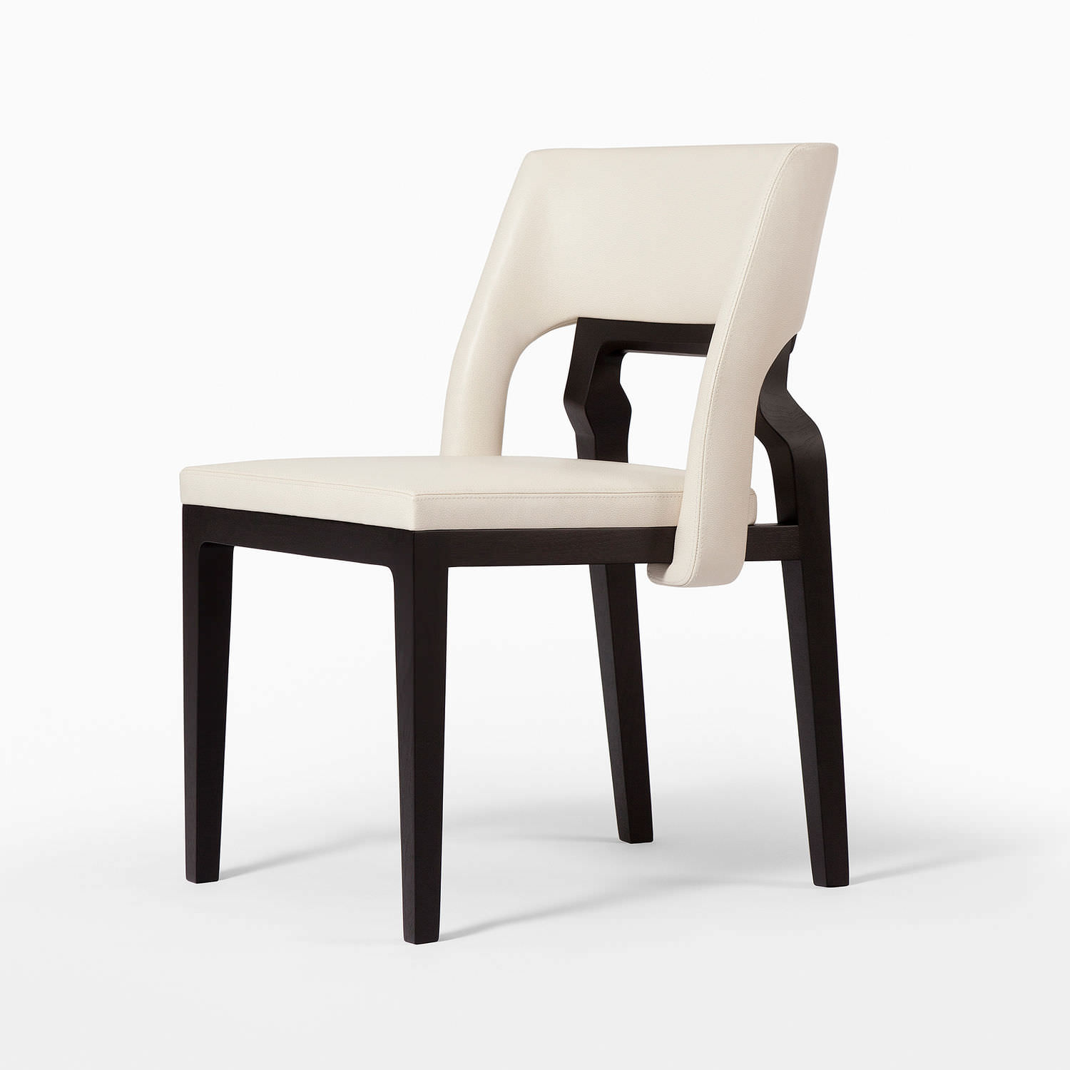 Contemporary chair - GALLATIN - CASTE - fabric / leather / walnut base