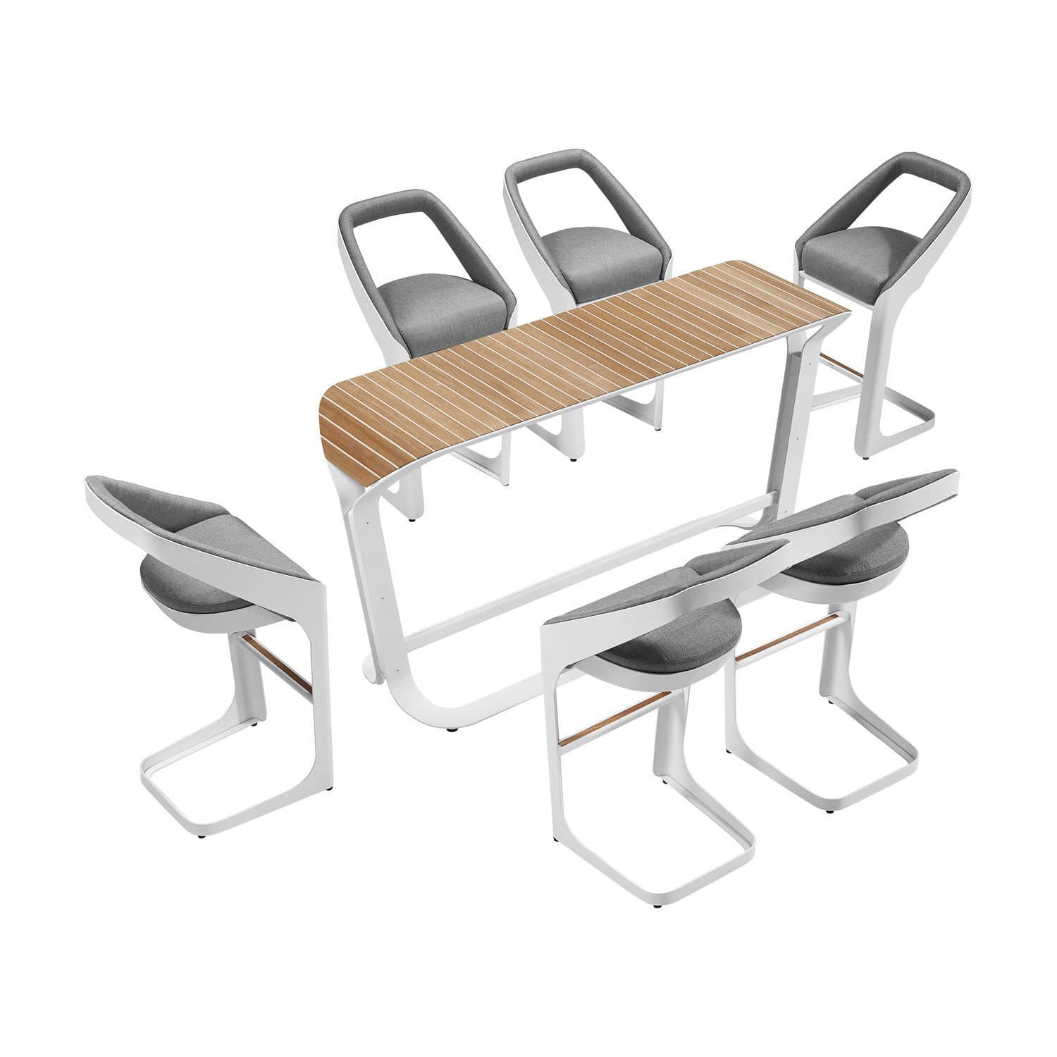 Contemporary high bar table - ONDA - Higold - teak / aluminum base ...