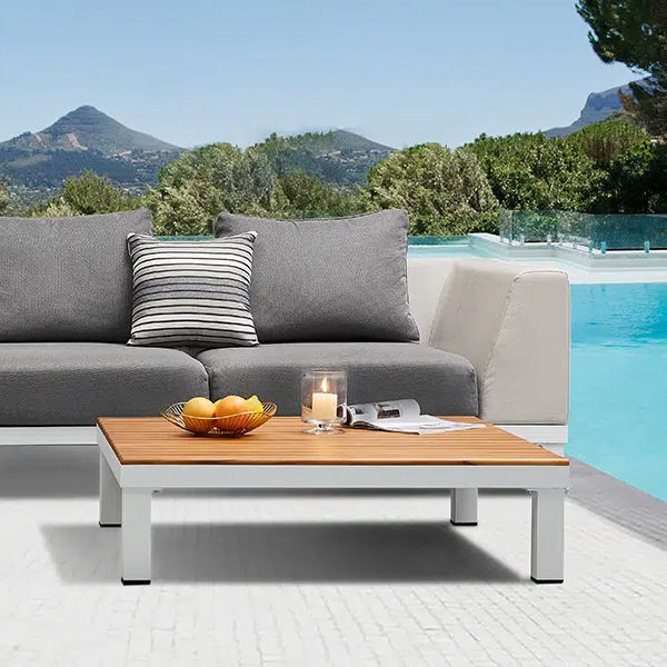 Contemporary coffee table - POLO PRO - Higold - teak / aluminum base ...