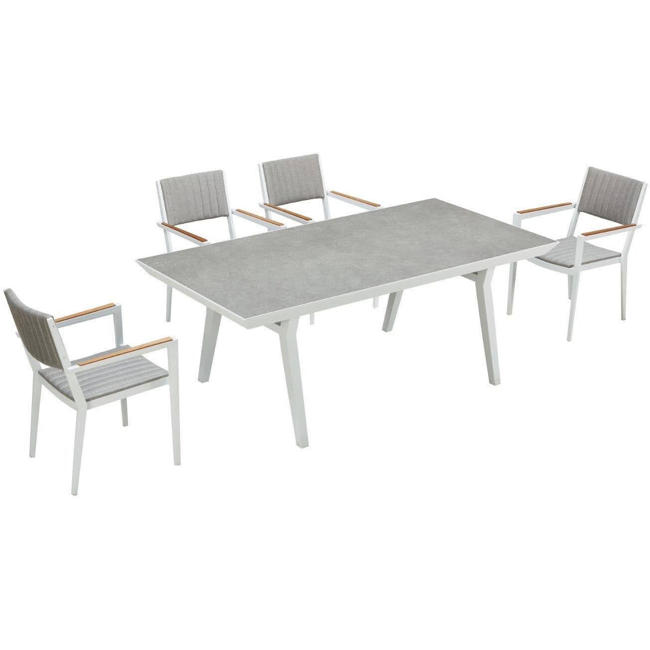 Contemporary table and chair set - CHAMPION - Higold - fabric / teak ...