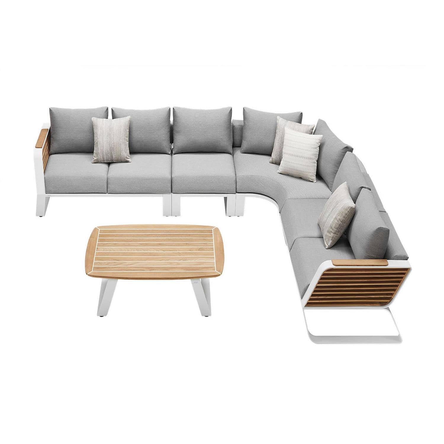 Contemporary lounge garden set - WING - Higold - fabric / teak / aluminum