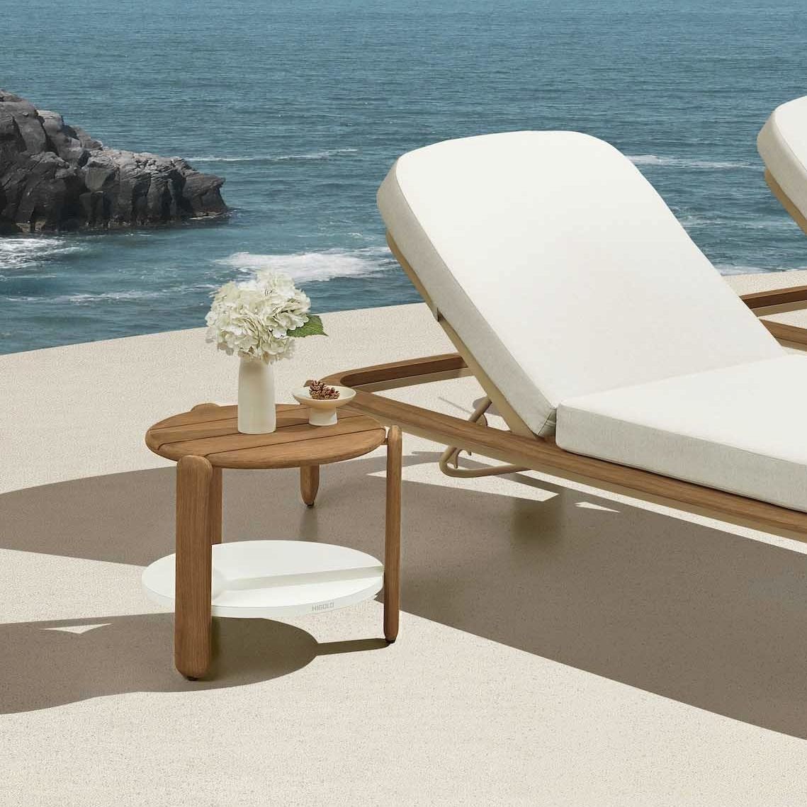 Contemporary side table - PALLISAD - Higold - wooden / wooden base / round