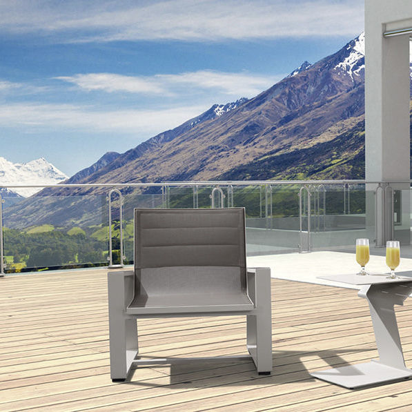 Contemporary armchair - YORK - Higold - teak / aluminum / gray