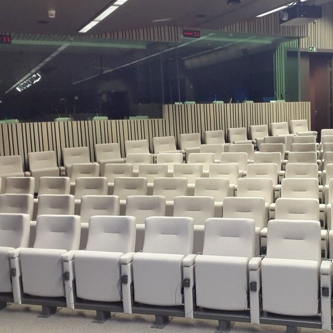 Contemporary auditorium seating - Arcade - Jezet Seating - in fire ...