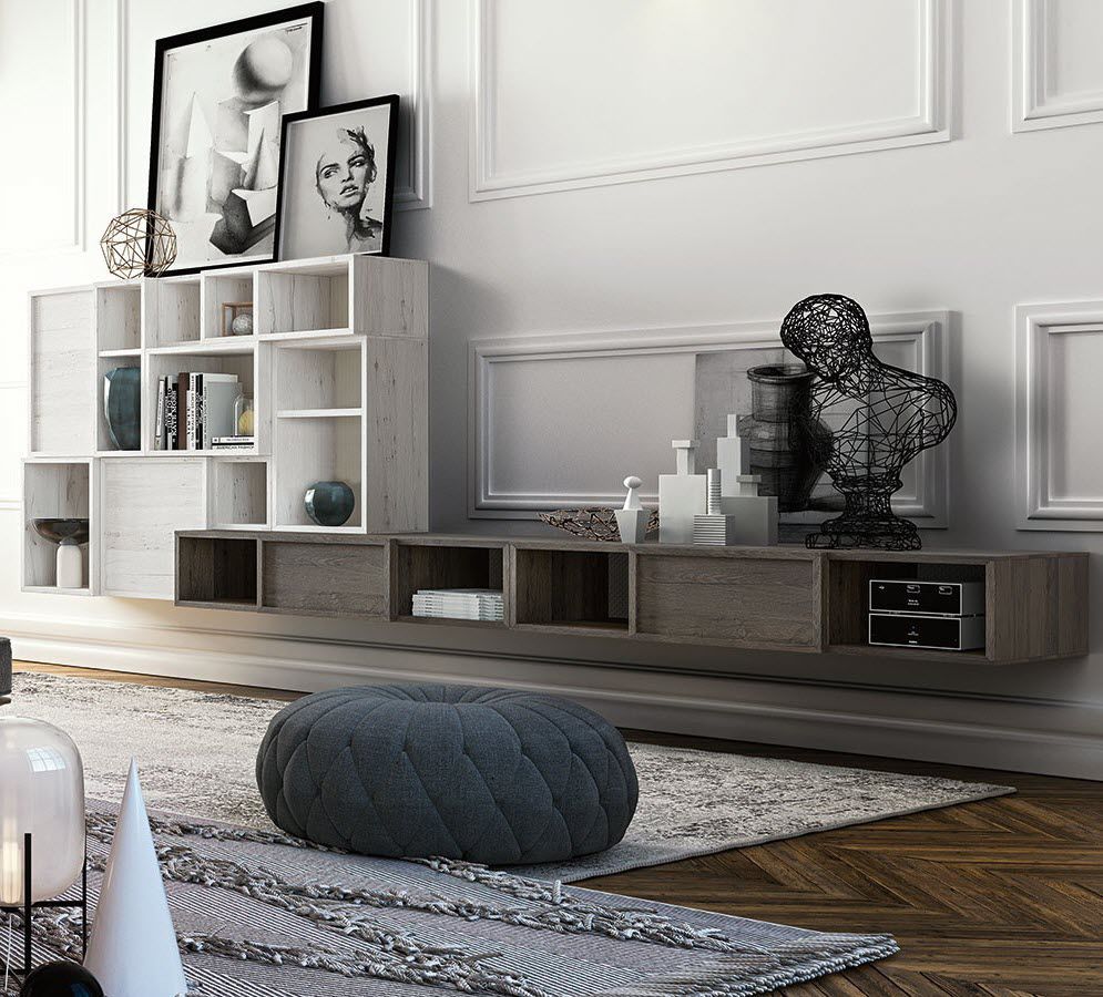 Contemporary living room wall unit - MILAN 2019 - Callesella - wooden