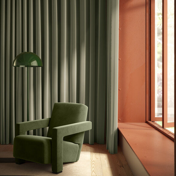 Curtain fabric - GOOD MOOD - ado goldkante - plain / polyester / washable