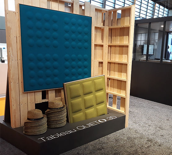 Wall-mounted acoustic panel - QUIETO 3D - myO - fabric / aluminum / square