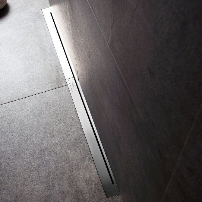 Brushed stainless steel linear shower drain - NANO WALL - ESS Easy ...
