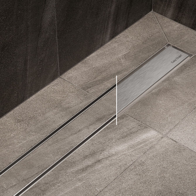 Brushed stainless steel linear shower drain - STEPS - ESS Easy Drain ...