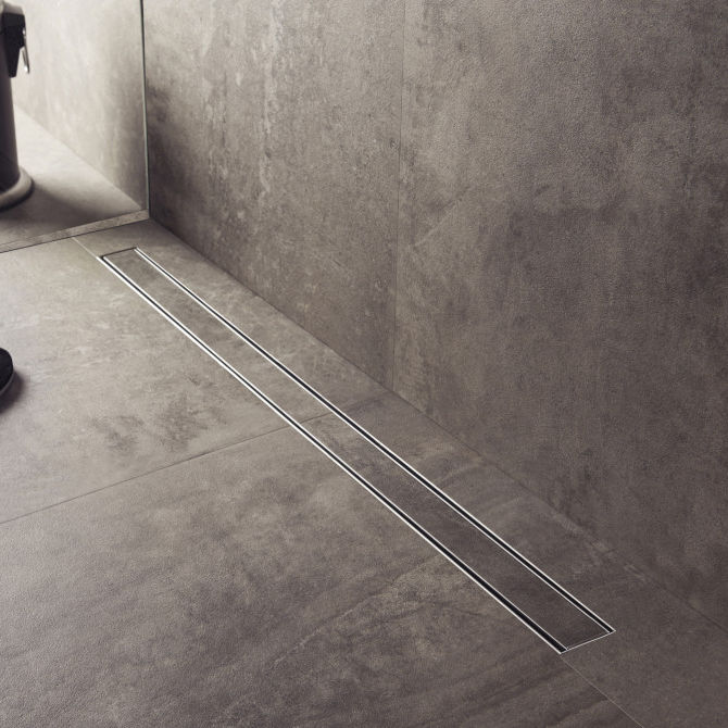 Brushed stainless steel linear shower drain - EDCOMTFF 500-30 - ESS ...