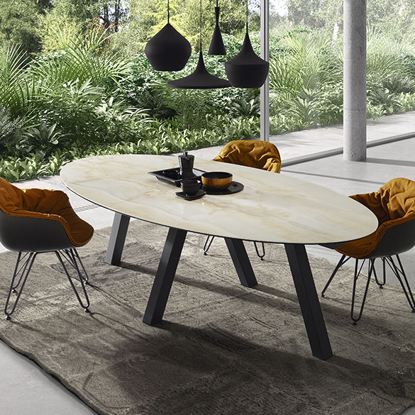 Contemporary table - DUERO - DRESSY - ceramic / wooden base / rectangular