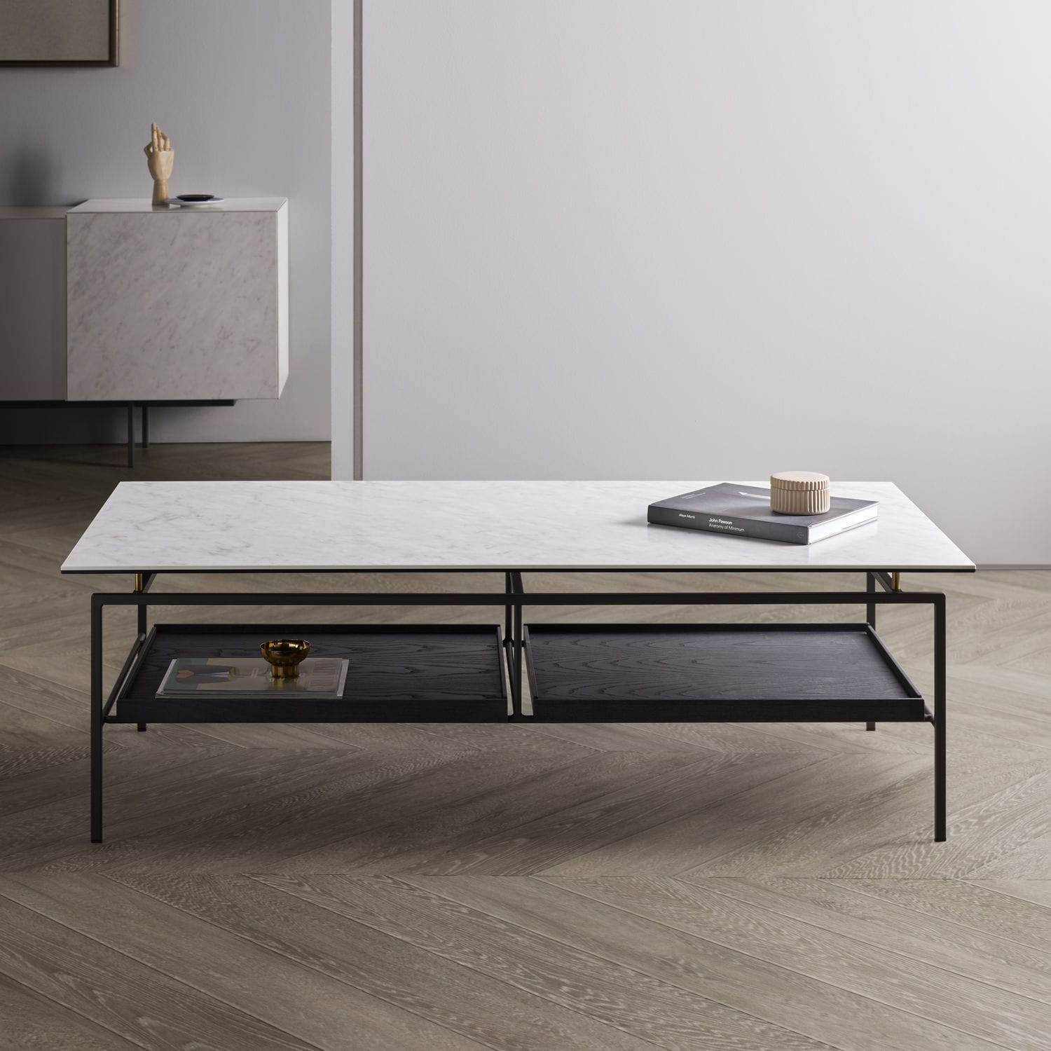 Contemporary coffee table - SIMONE - DRESSY - wooden / ceramic / metal base