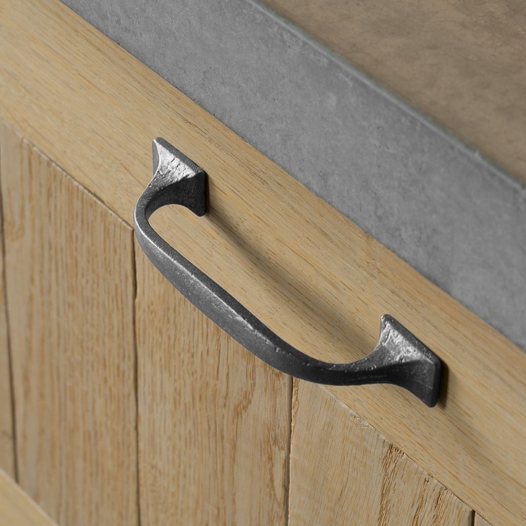 Aged iron furniture handle - PMAD - Dauby - raw metal / white bronze ...