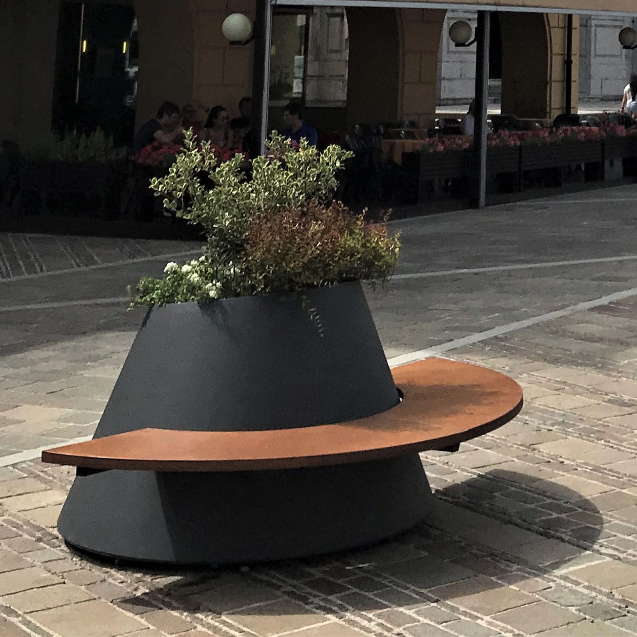 Contemporary public bench - CONE PLUS - THE ITALIAN LAB - exotic wood ...