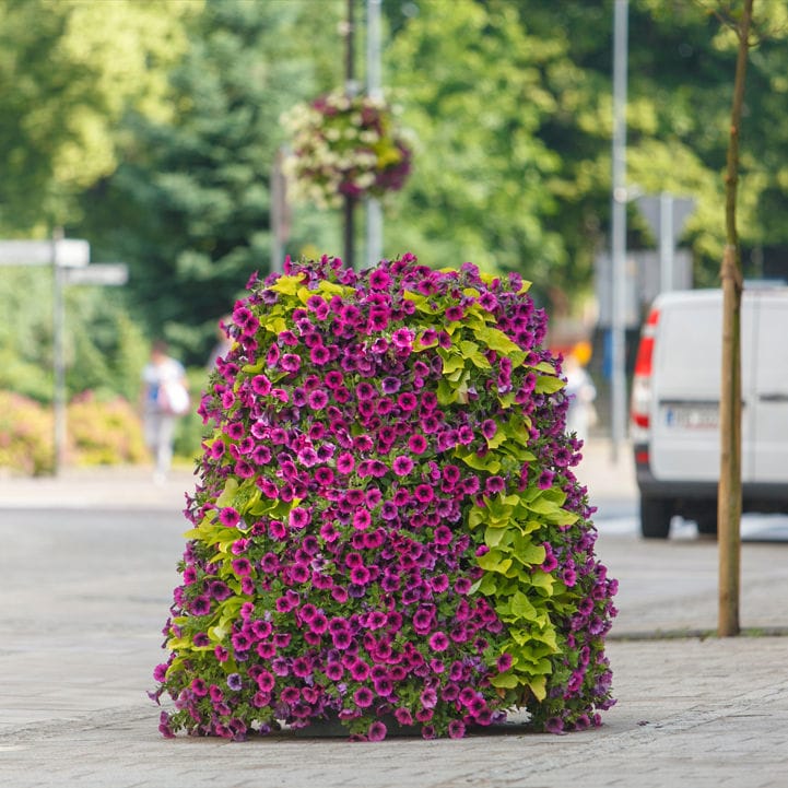 Galvanised steel flower tower planter - H1200 - Terra Group - round ...