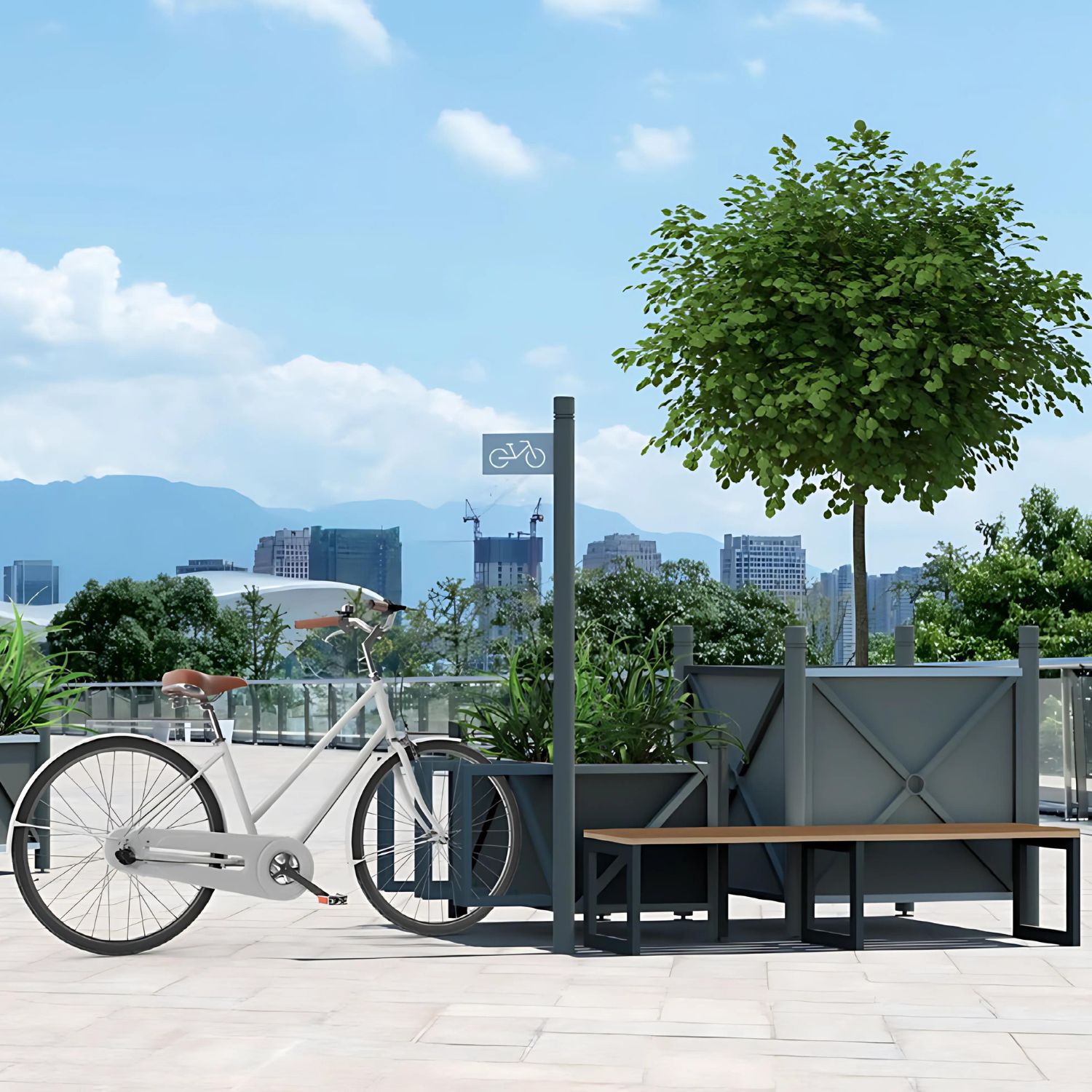 Floor-mounted bike rack - Urbana Set 3 - Terra Group - steel / with ...