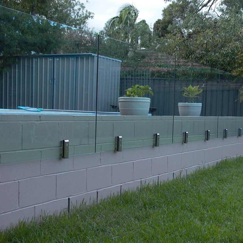 Stainless steel glass clamp - F40 - Clear glass - for railing