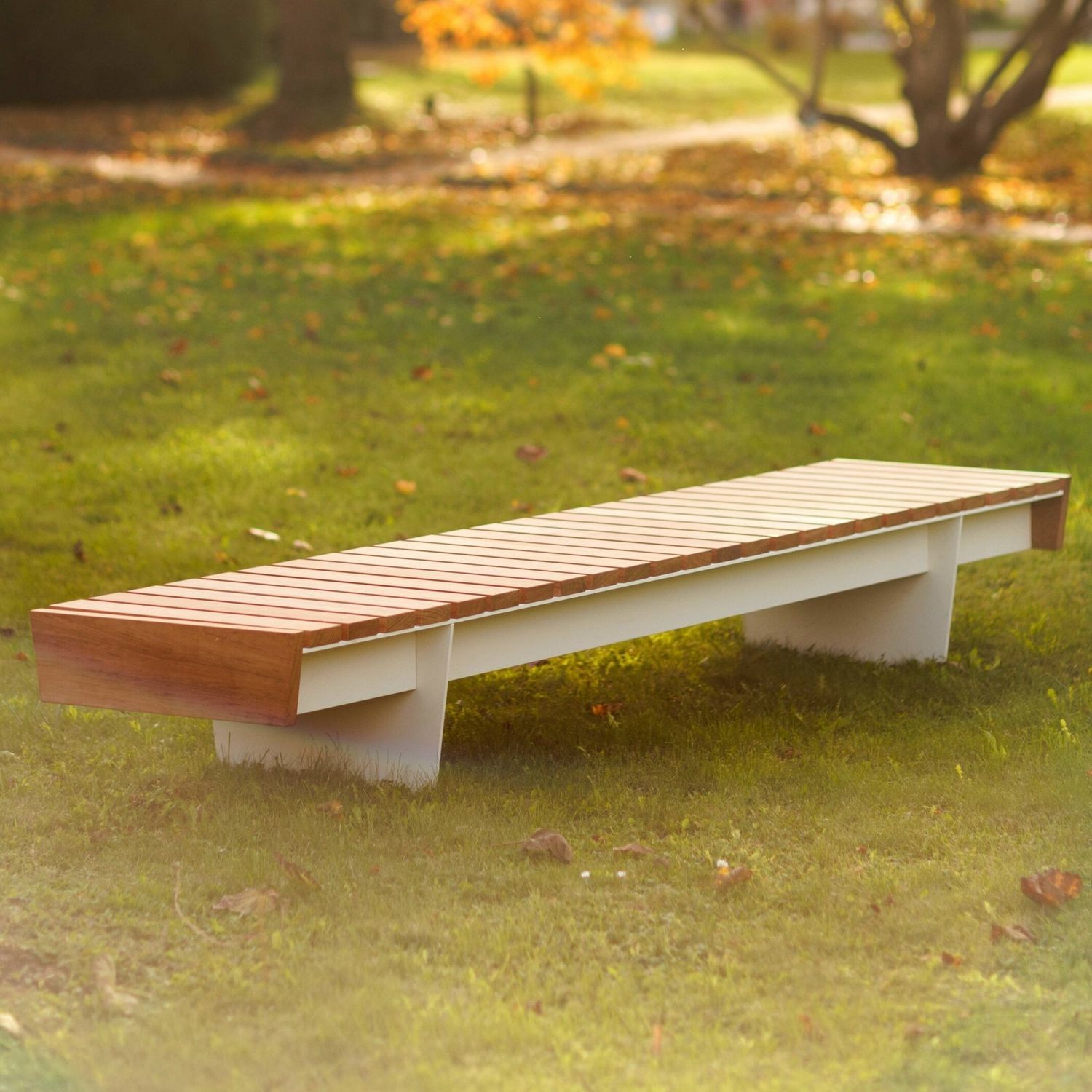 Contemporary garden bench - O1-1621 - egoé - solid wood / ash / oiled wood