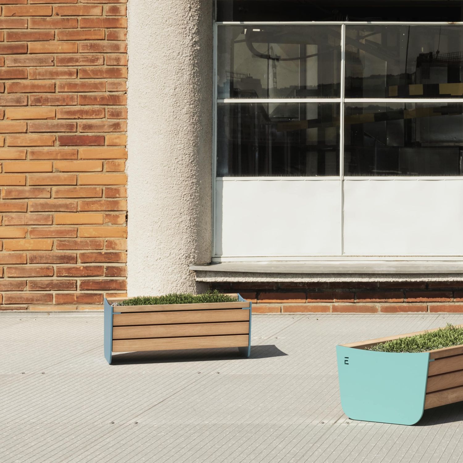 Oiled wood planter - I30-500E - egoé - solid wood / steel / galvanised ...