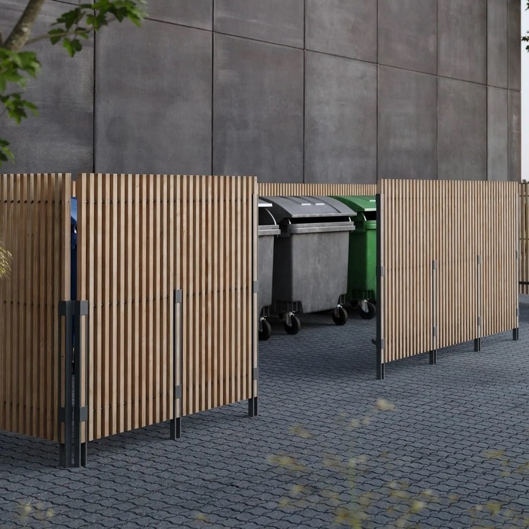 Commercial trash bin enclosure - M1-S33 segment - egoé - galvanised ...