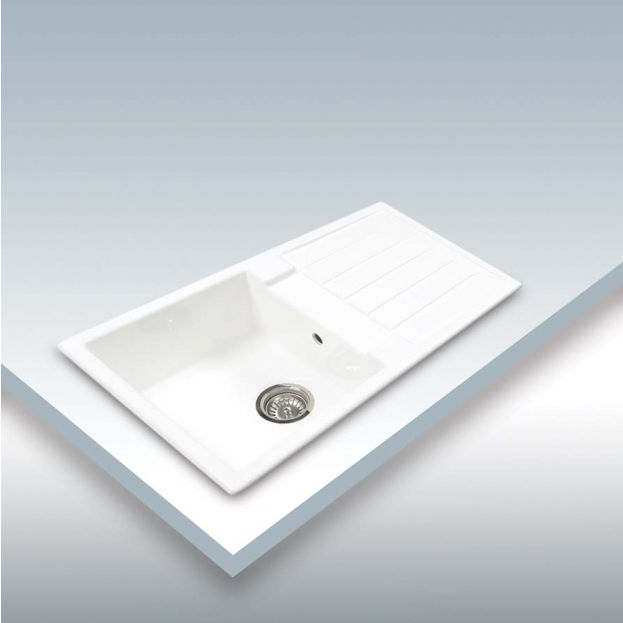 Single-bowl kitchen sink - FRSD-1 WH - CATA - composite / overmount ...