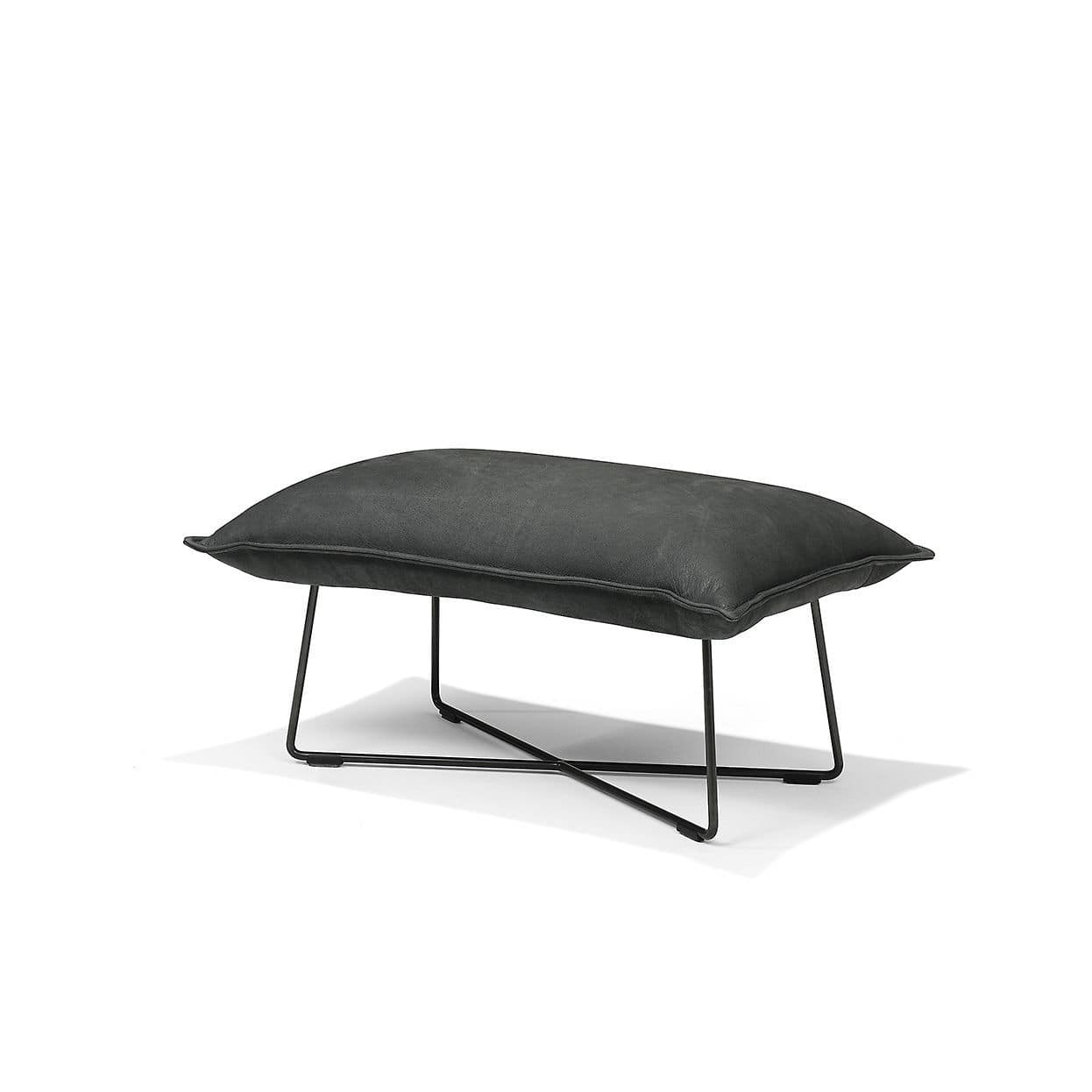 Contemporary footrest - Earl - Jess - leather / steel