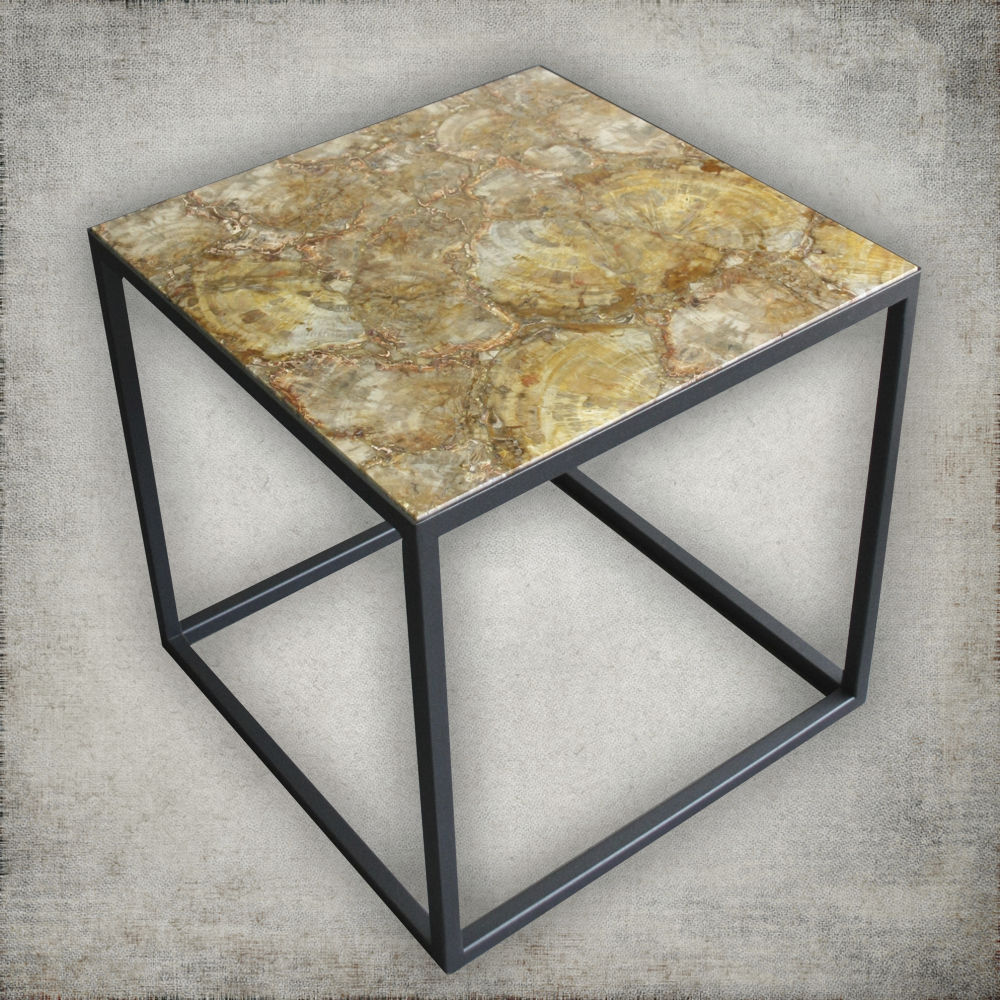 Contemporary side table - SKU 160 - Unik - metal / natural stone / square