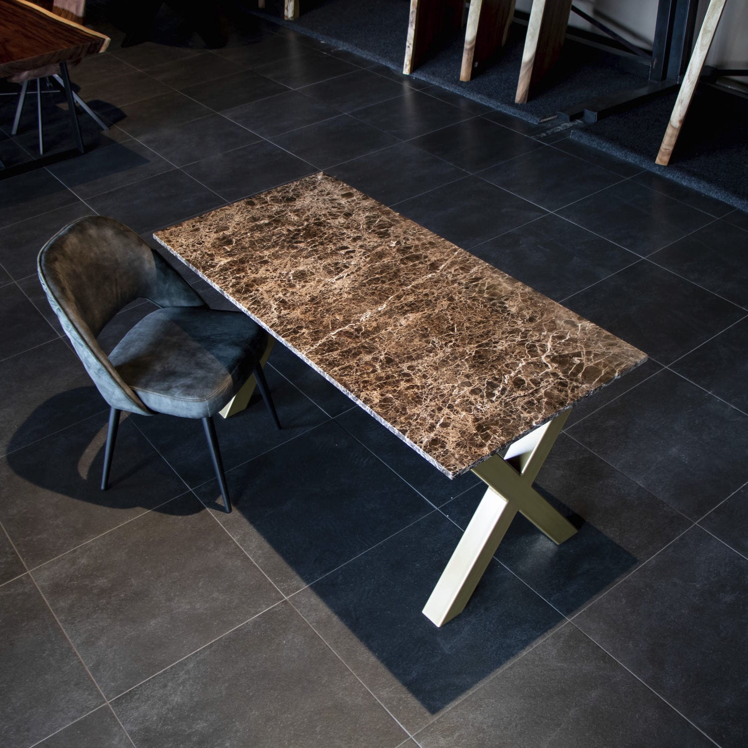 Unique design dining table - Unik - marble / metal base / rectangular
