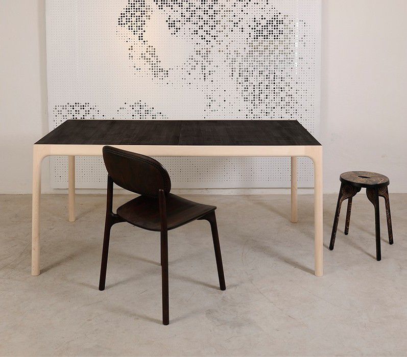 Contemporary table - UNNA - Zanat - oak / solid wood / walnut