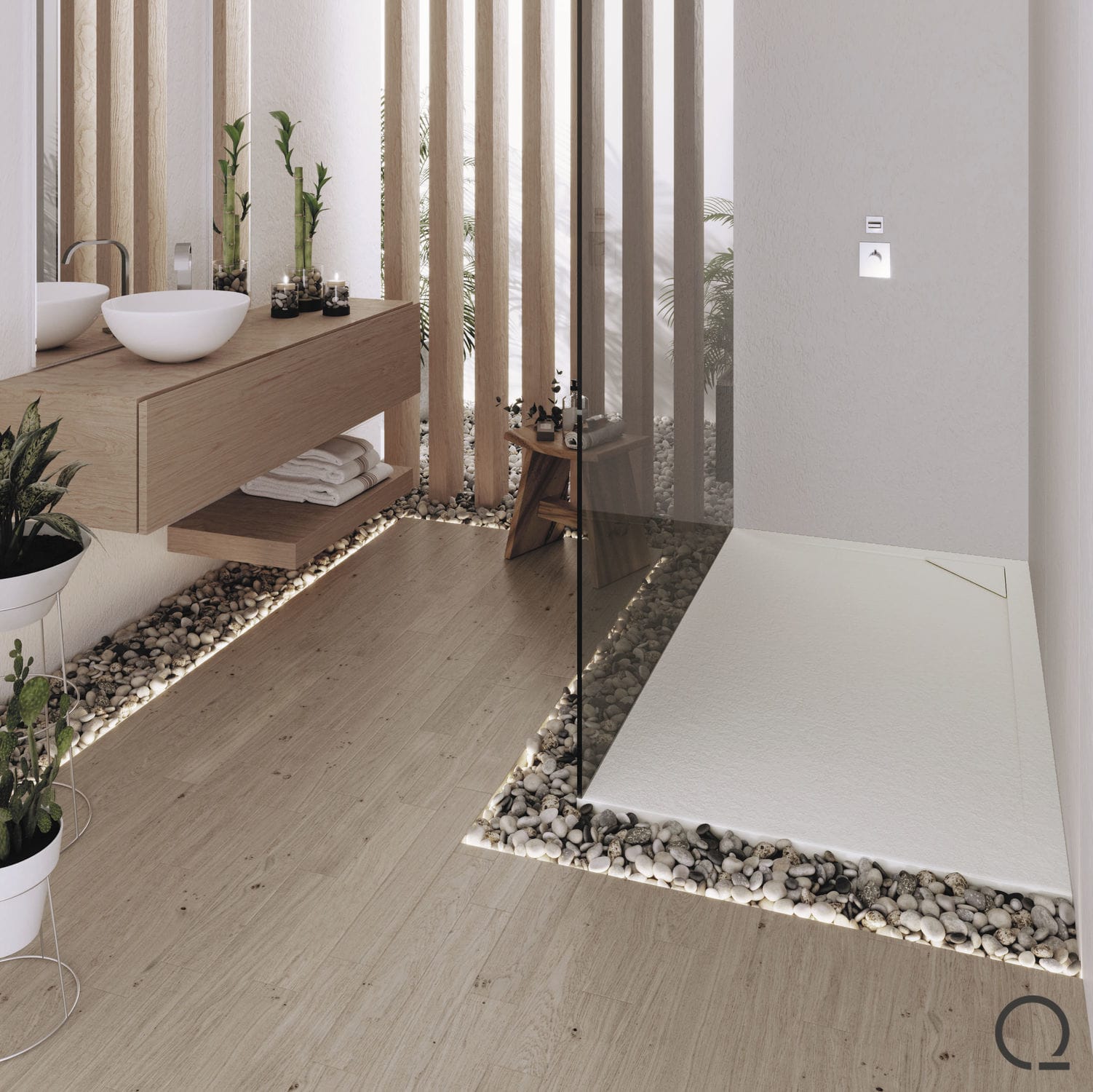 Rectangular shower base - Delta - QUARE DESIGN - above floor / resin ...