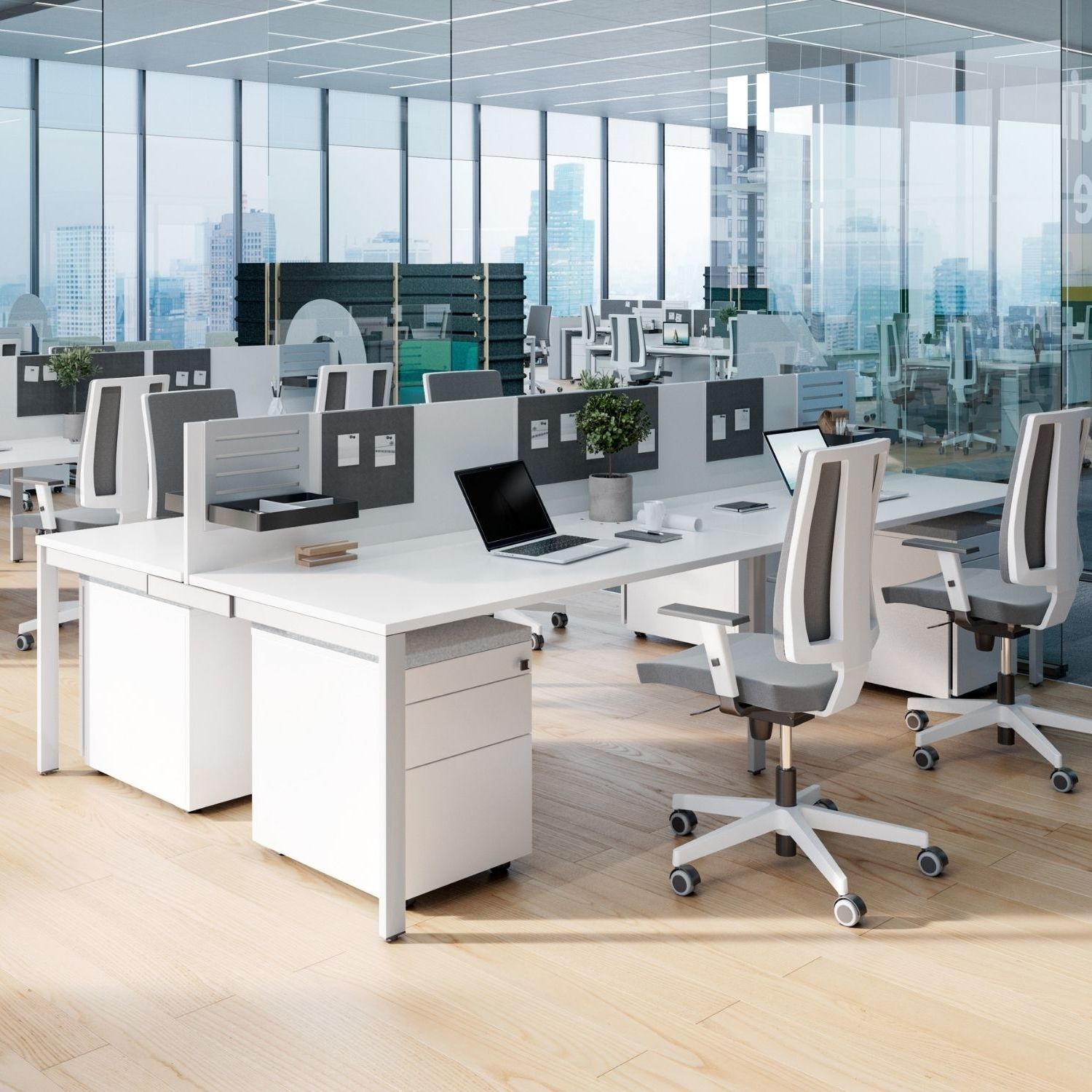 Workstation desk - SQART - Nowy Styl - free-standing / 2-4 person / contemporary