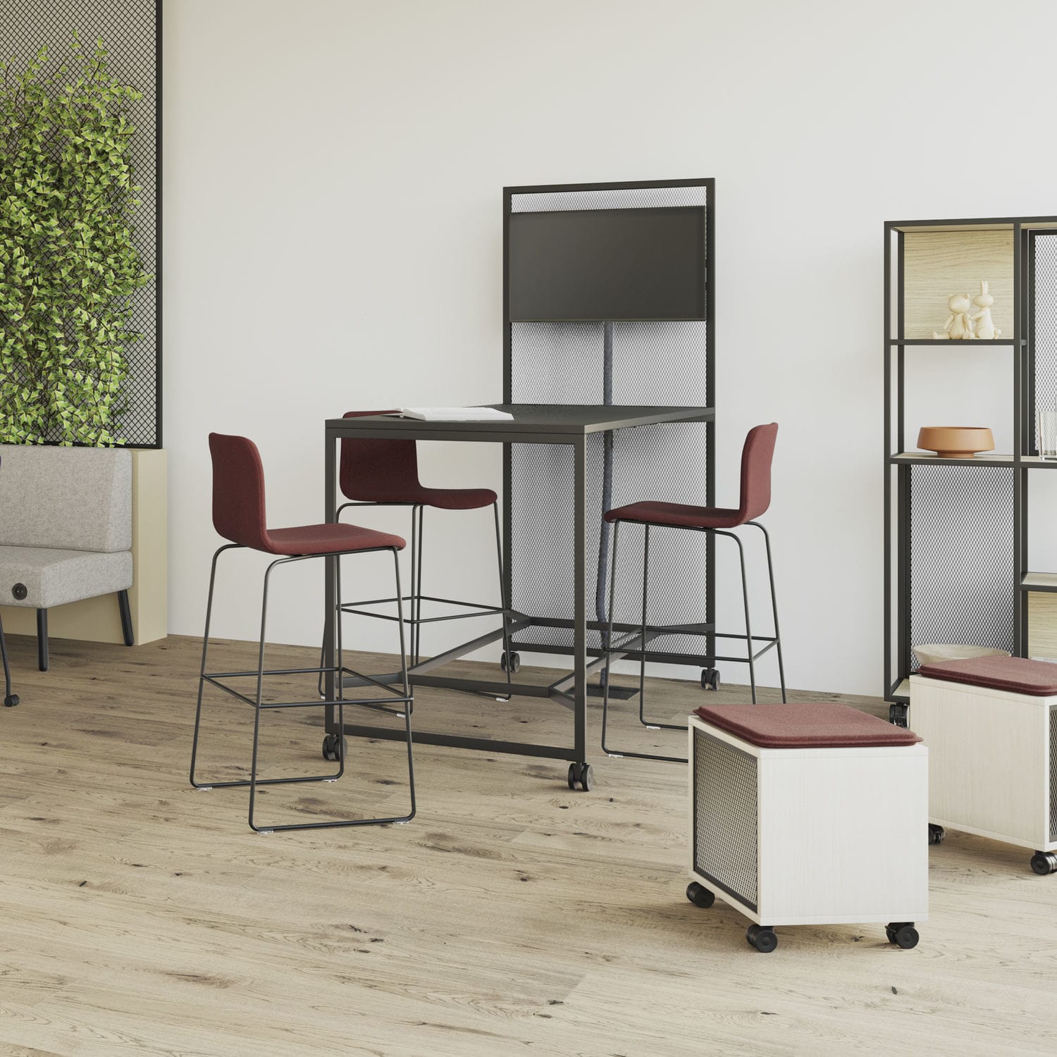 Contemporary stool - VAPAA - Nowy Styl - fabric / metal base / with footrest