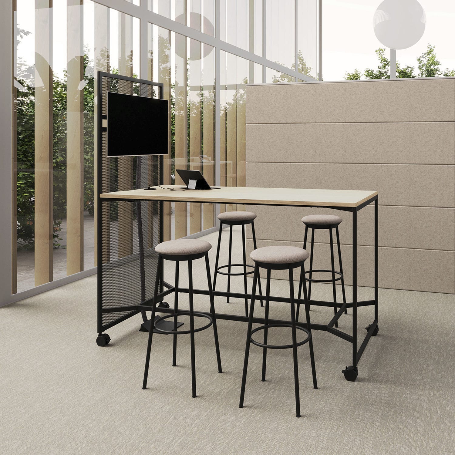 Contemporary work table - OFFA - Nowy Styl - wooden / wire / metal base