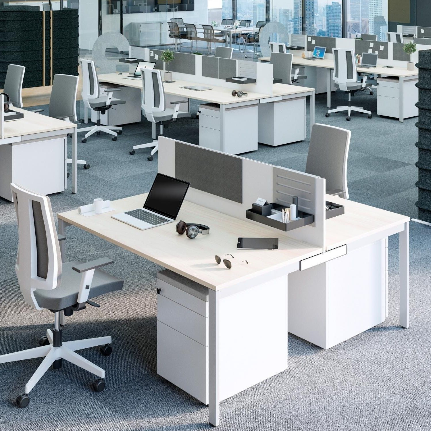 Workstation desk - SQART - Nowy Styl - free-standing / 2-4 person / contemporary