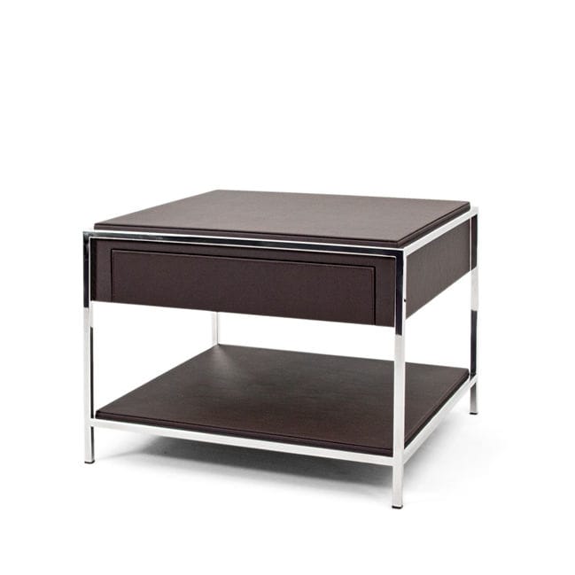 Contemporary side table - HOUSTON - Larforma - MDF / plywood / leather