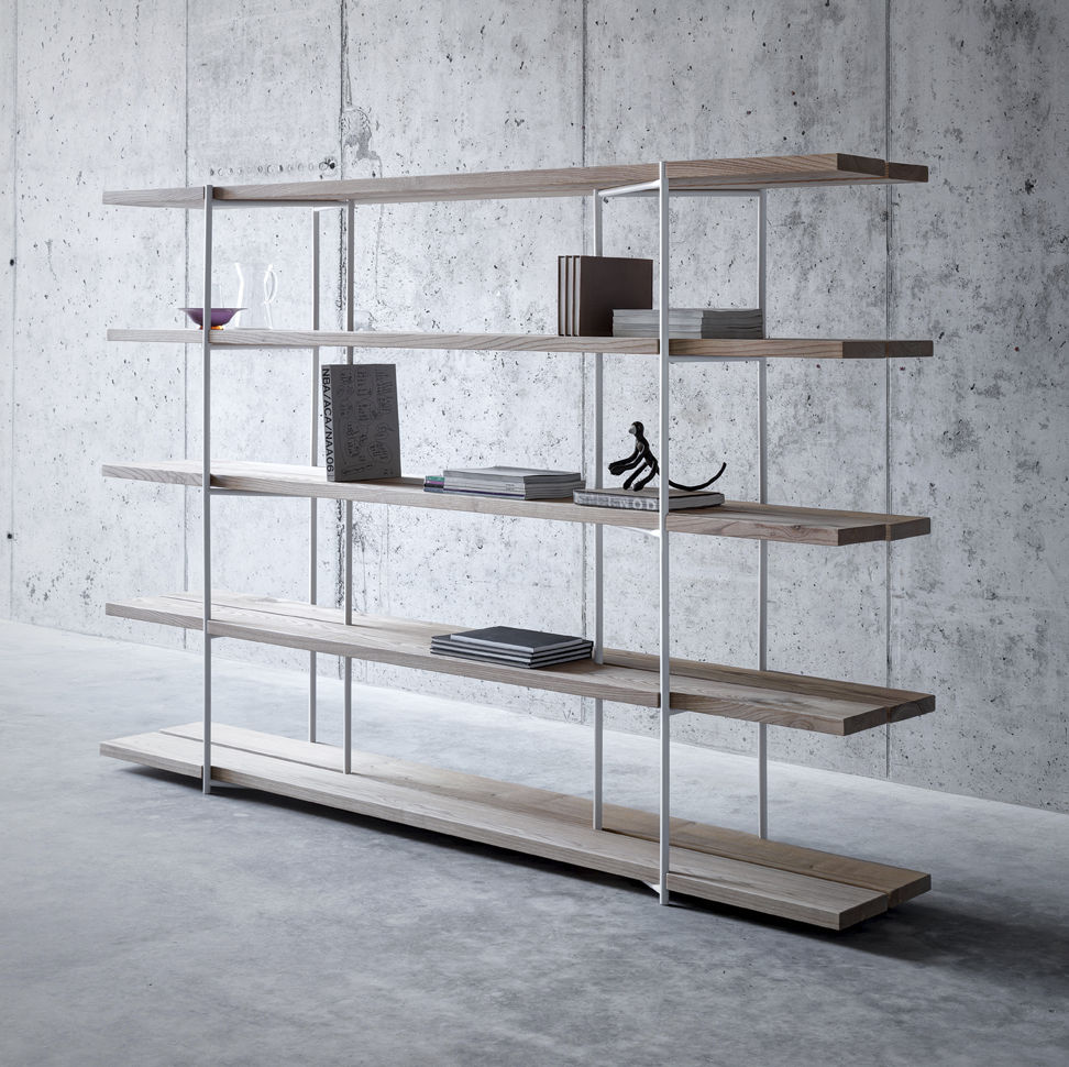 Contemporary shelf - SAMEDAN - Fioroni Design - oak / walnut / solid wood