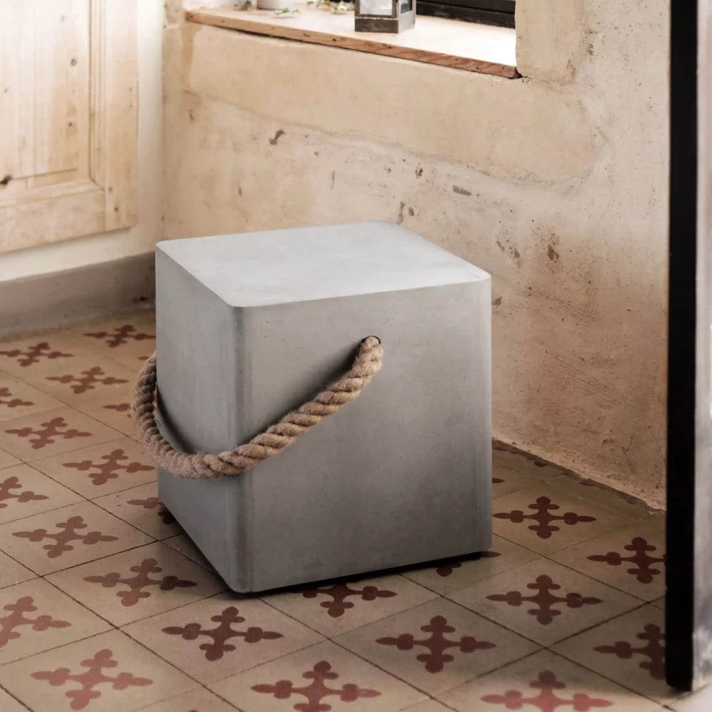Contemporary stool - EDGE : DL-09035WR - Lyon Béton - concrete / rope ...