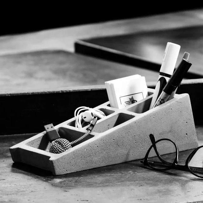 Fiber-reinforced concrete desk organizer - BLOCKWORK - Lyon Béton