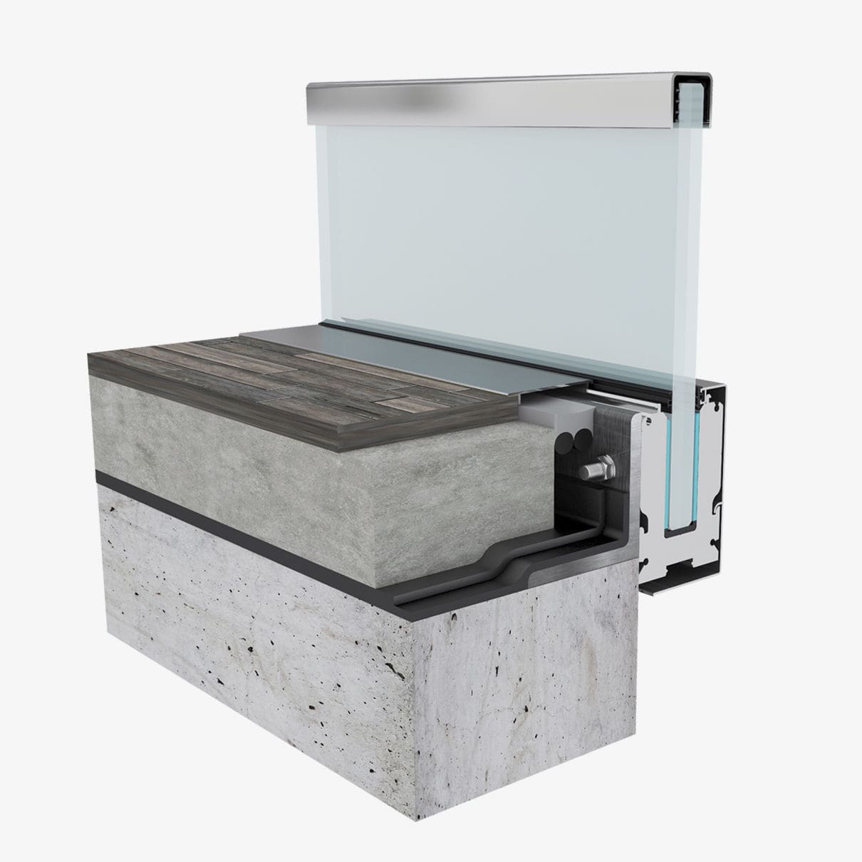 Glass railing - THINBASE 90-1 - ARFEN - aluminum / glass panel / indoor