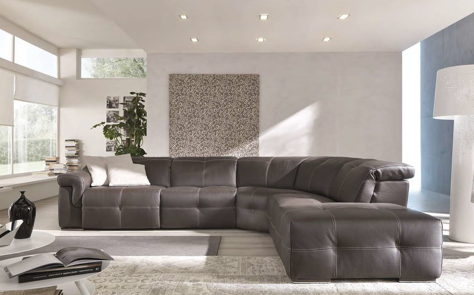 Corner sofa - AIKO - egoitaliano - contemporary / fabric / leather