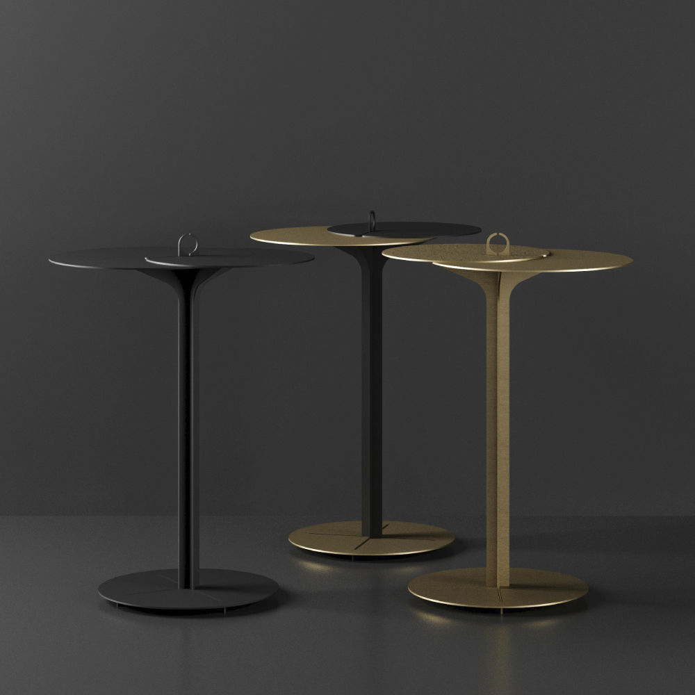 Contemporary side table - ED021 - EDIZIONI - sheet metal / round / home