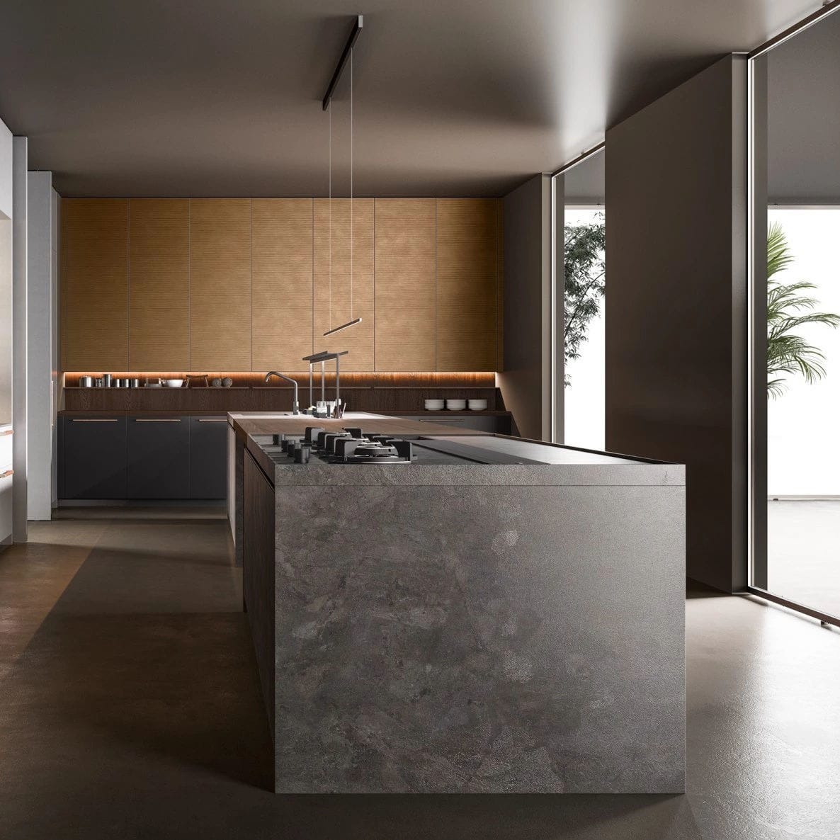 Contemporary kitchen - XILA - Boffi - wooden / glass / clay