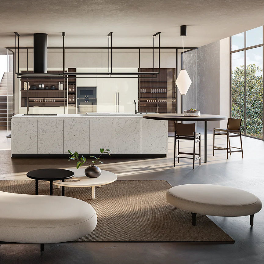 Contemporary kitchen - APR 60 - Boffi - wooden / glass / marble