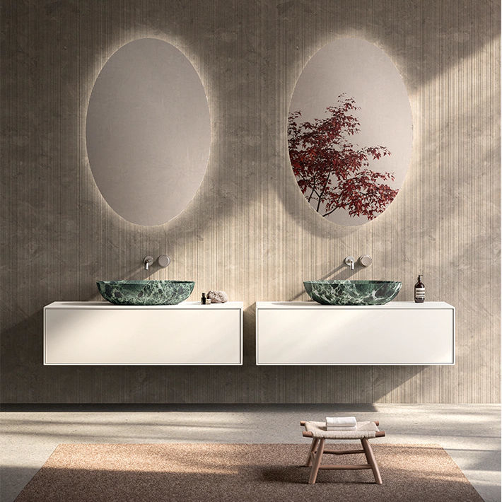 Contemporary bathroom - FLYER - Boffi - wooden / Corian® / Dekton®